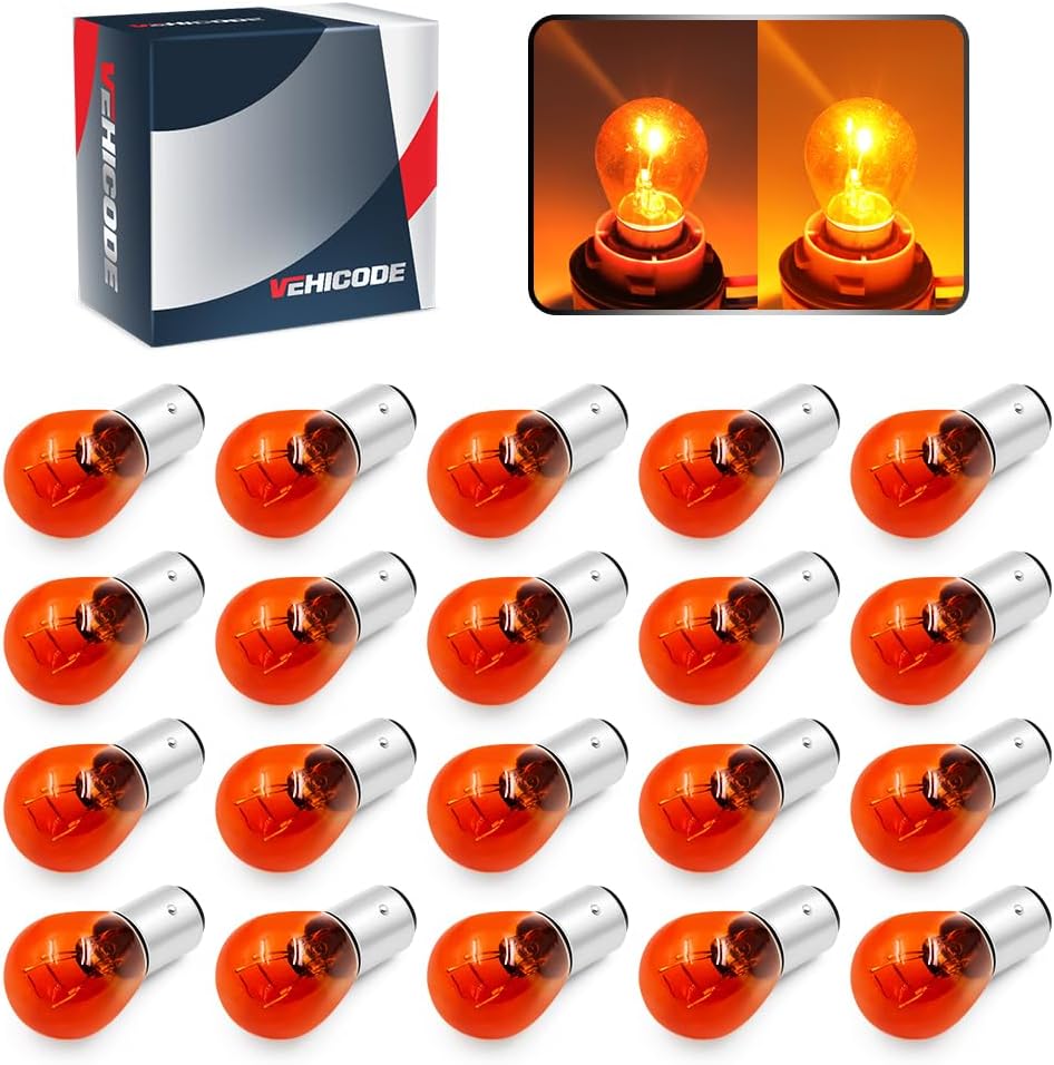 Amazon.com: VEHICODE 7528 P21/5W 1157 Bulb Amber Yellow Turn Signal ...