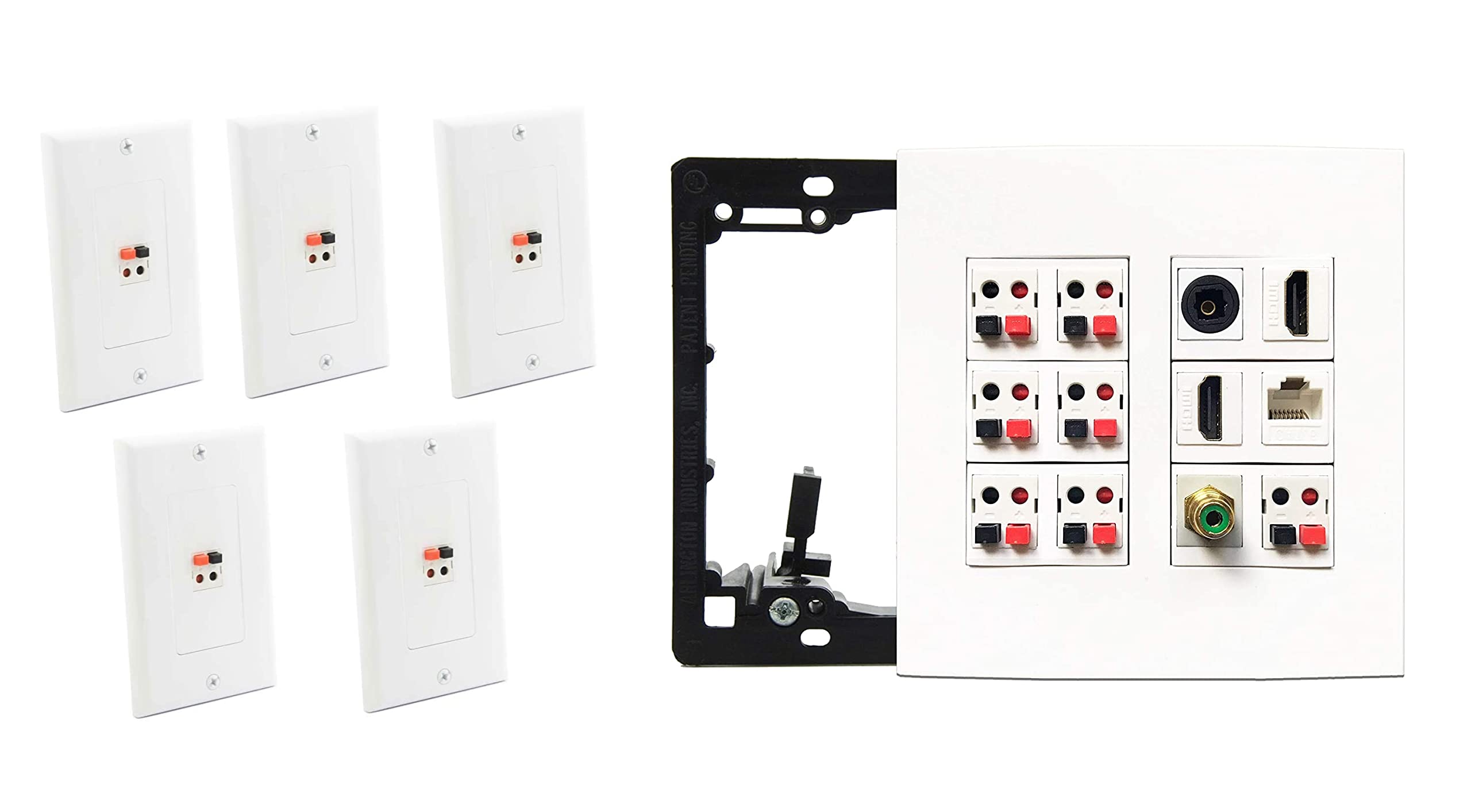 Diytechpremium Spring Loaded Speaker Wire Wall Plates And Premium ...