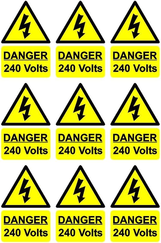 Danger 240 volts electricity safety sign - Self adhesive sticker Pack ...