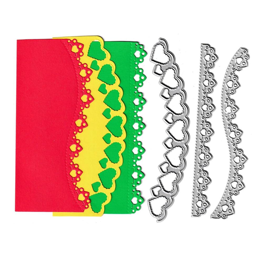 Amazon.com : 3pcs Love Heart Lace Cutting Dies, Flower Lace Border Die ...