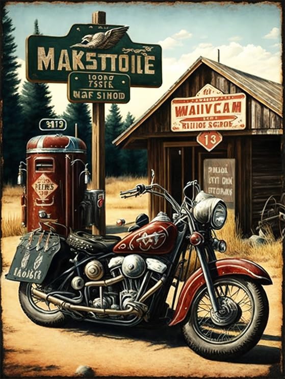 Amazon.com: Noche Motorcycle Diamond Painting Kit for Adults, Diamond ...