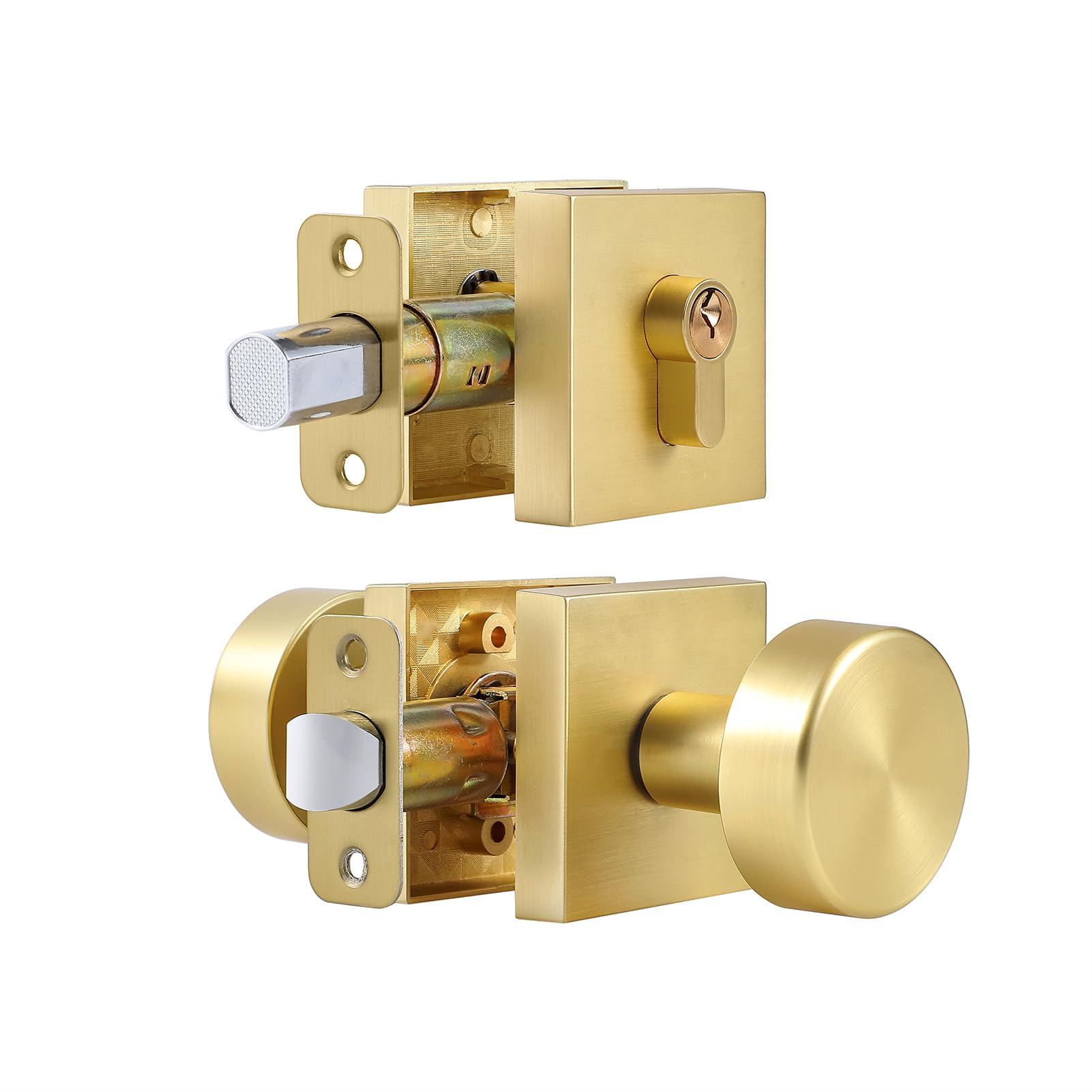 coolnews Gold Door Knob and Single Cylinder Deadbolt Set, Exterior Door ...