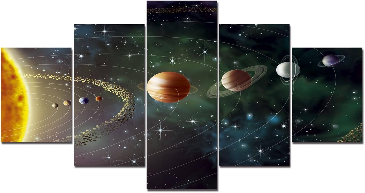 Amazon.com: Galaxy Universe Painting Canvas Abstract Wall Art Planets ...
