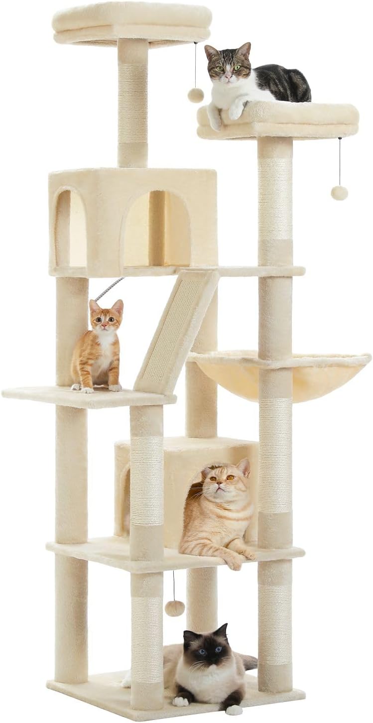 MUTTROS Cat Tree, 70.9" Large Cat Tree for Indoor Cats, Tall Cat Tree ...