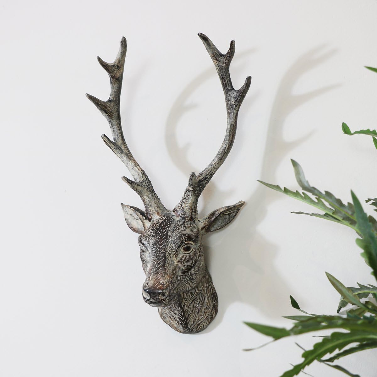 Best Value Here Wall Stag Head Ornament Rustic Silver Resin Deer ...