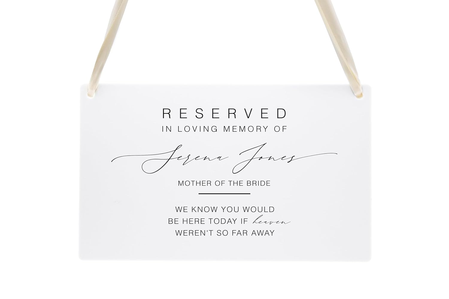 Amazon.com: Hanging Reserved Wedding Sign with White Ribbon (In Loving ...