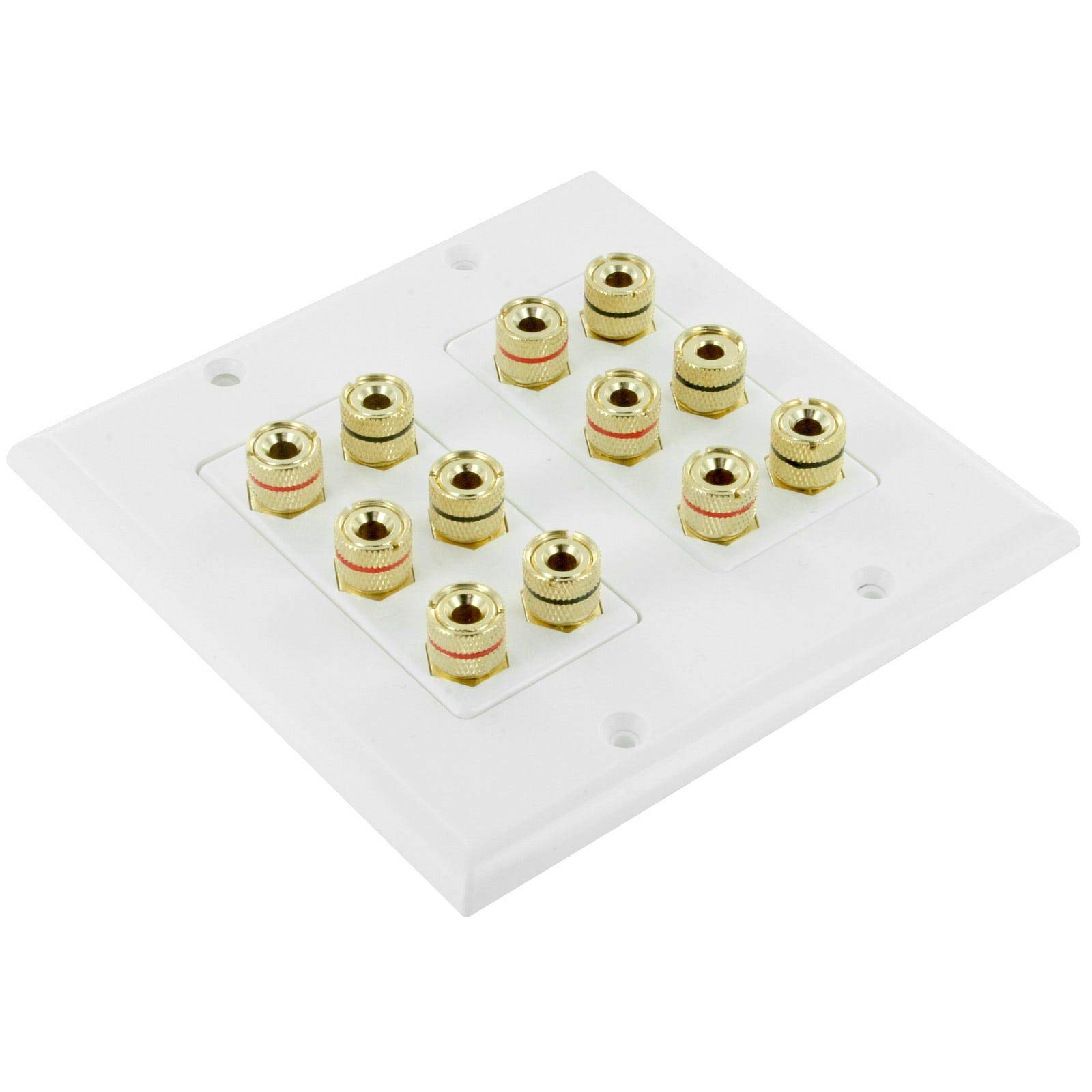 6 Speaker Cable Wall Plate Double Gang for 6 Surround Sound Speakers ...
