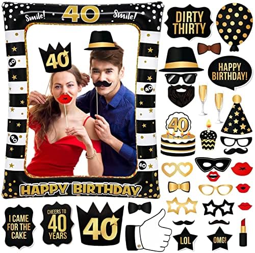 40th Birthday Photo Booth Props, 30 PCS 40th Funny DIY Birthday Party ...
