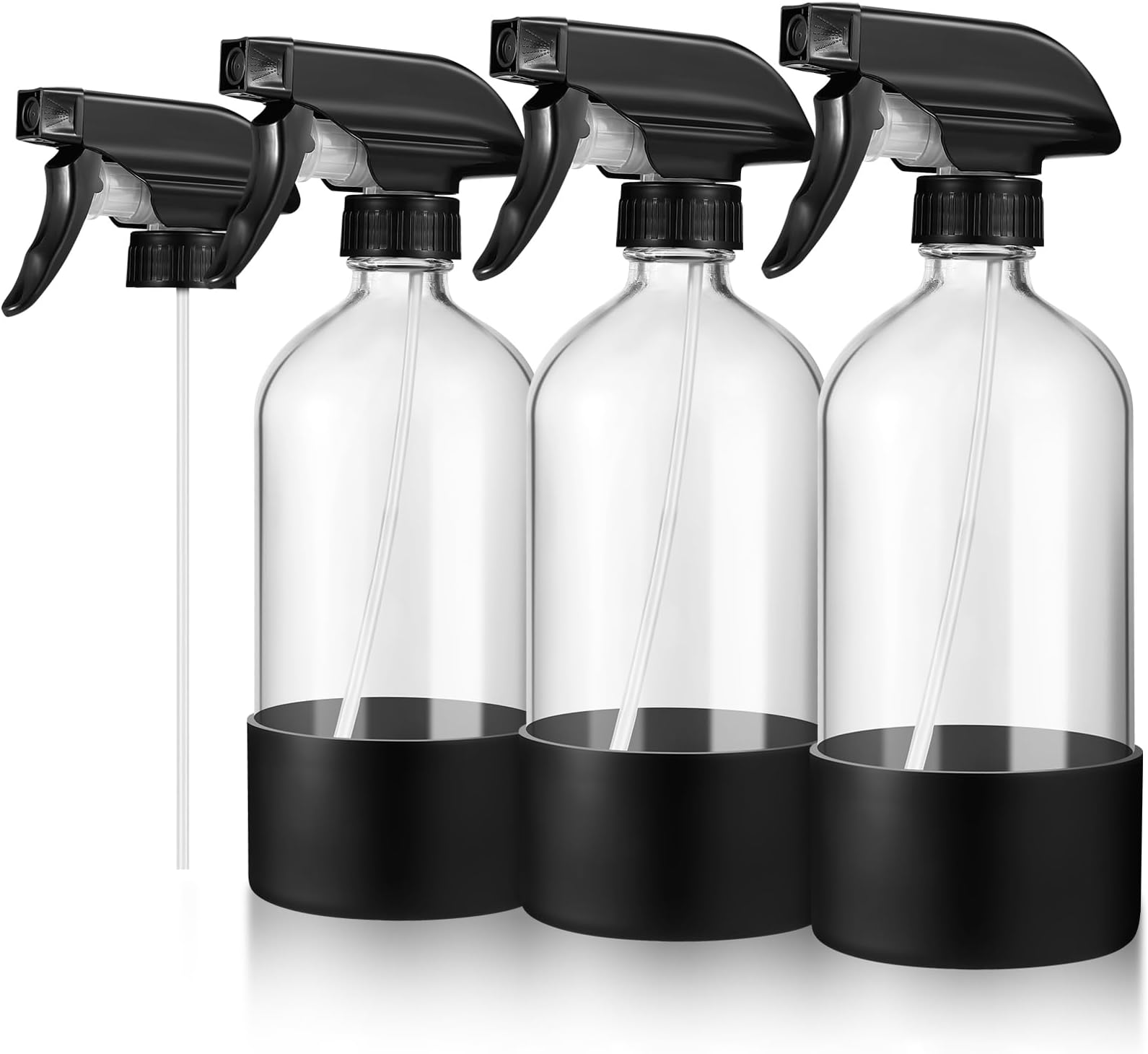 Amazon.com: 3 Pcs 16oz Empty Glass Spray Bottle with Black Silicone ...