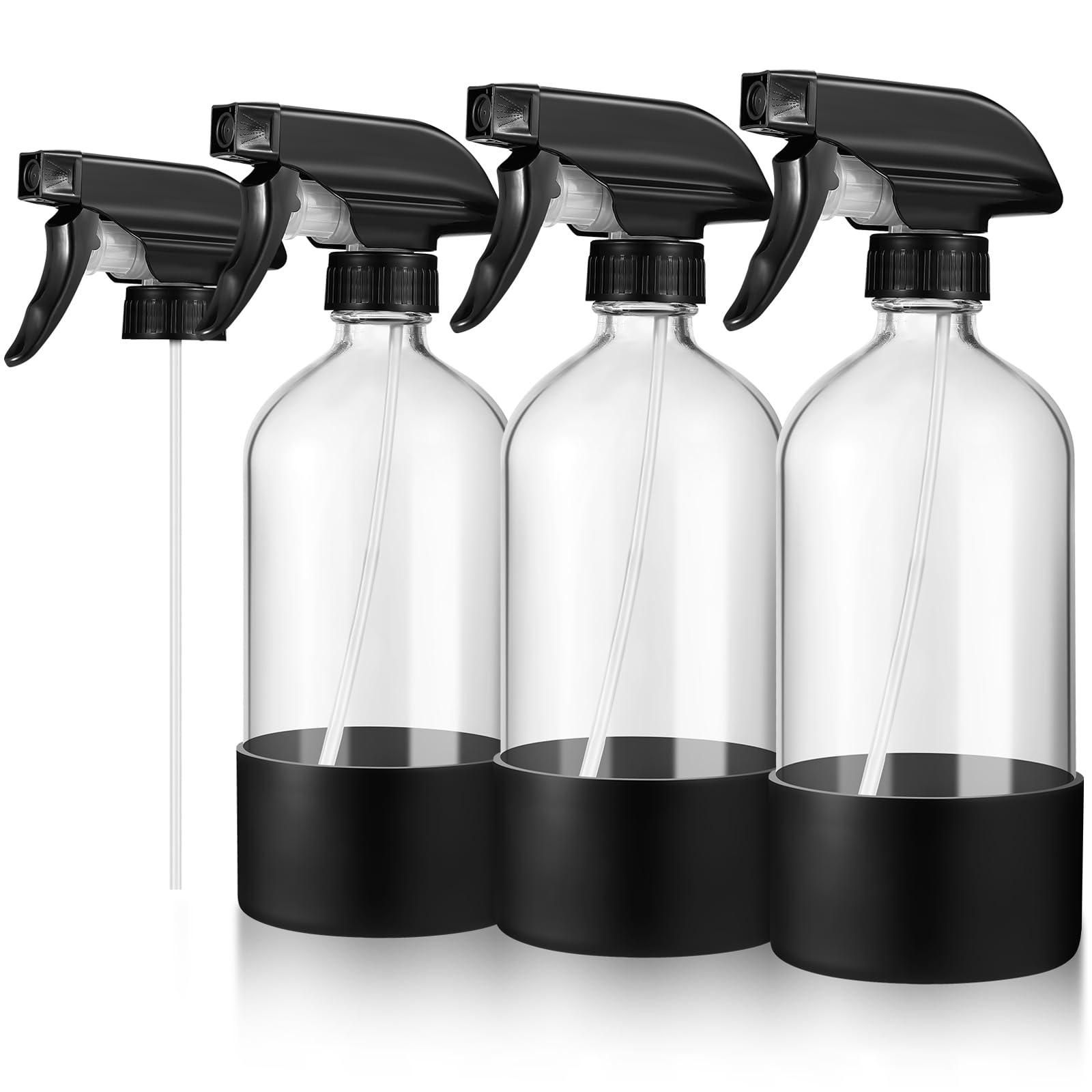 Amazon.com: 3 Pcs 16oz Empty Glass Spray Bottle with Black Silicone ...