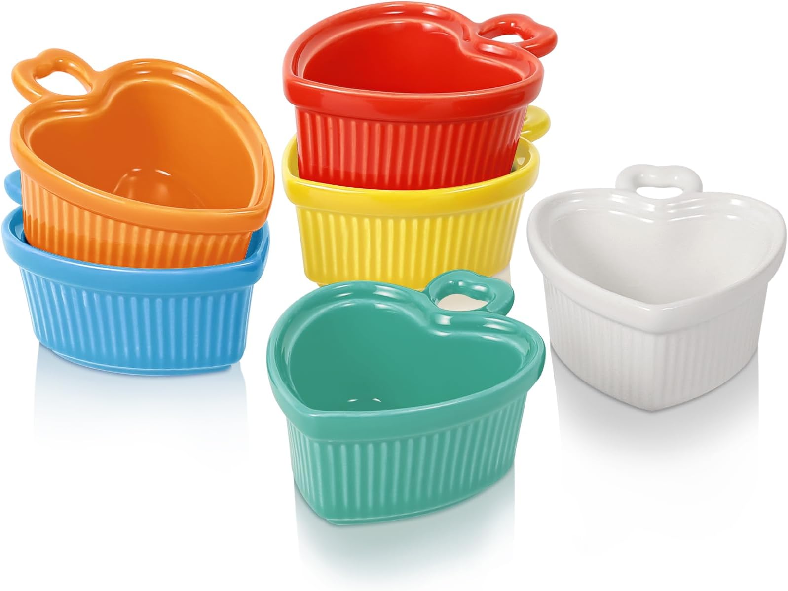 Amazon.com: Sizikato Heart-Shaped Porcelain Souffle Dishes, Ramekins ...