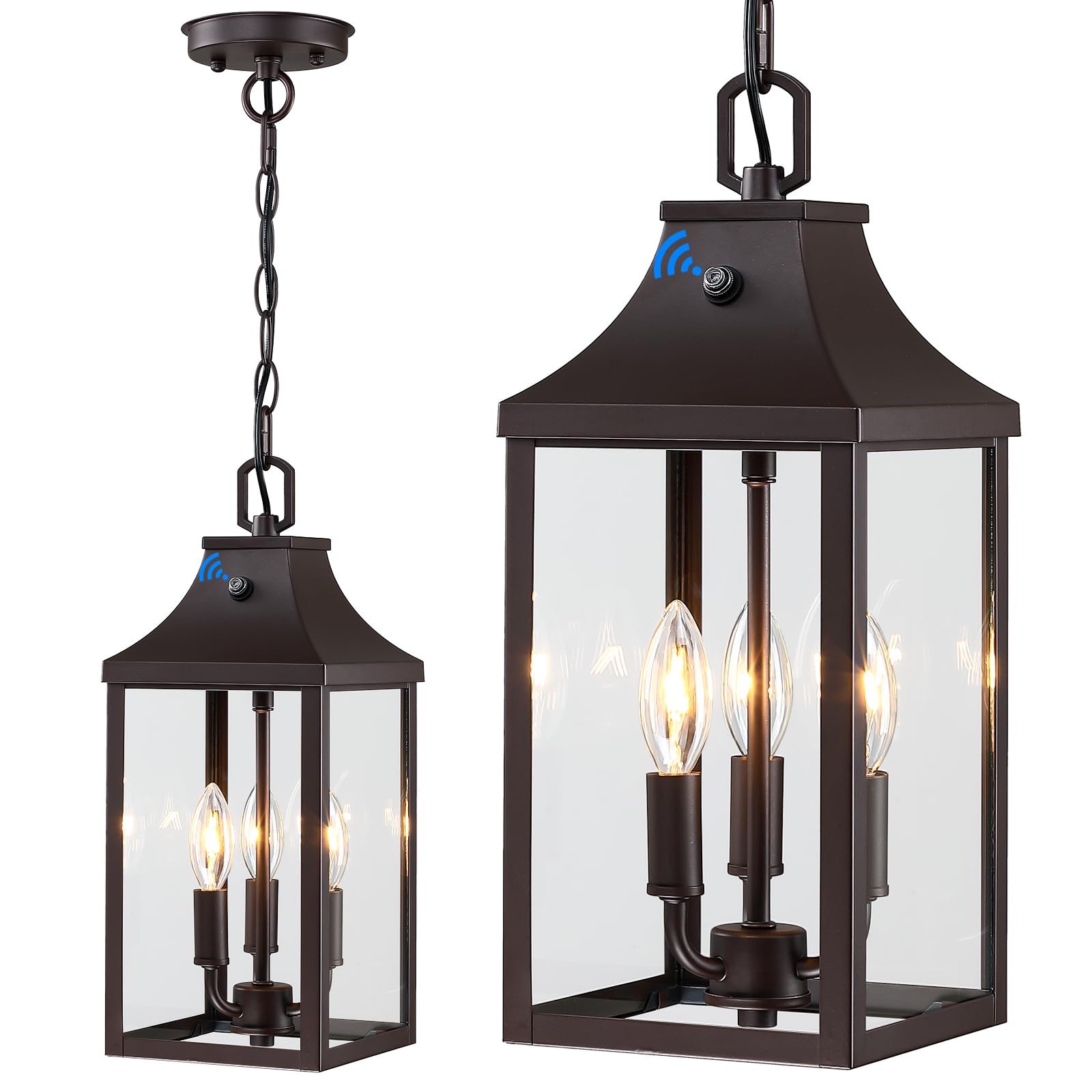 15.5'' Large Outdoor Pendant Light Fixtures 3-Light, Dusk to Dawn ...