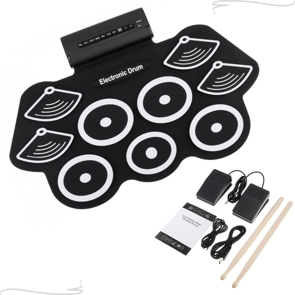 Bateria Eletrônica Portátil Instrumento Musical 9 Pads Drum Pedais ...