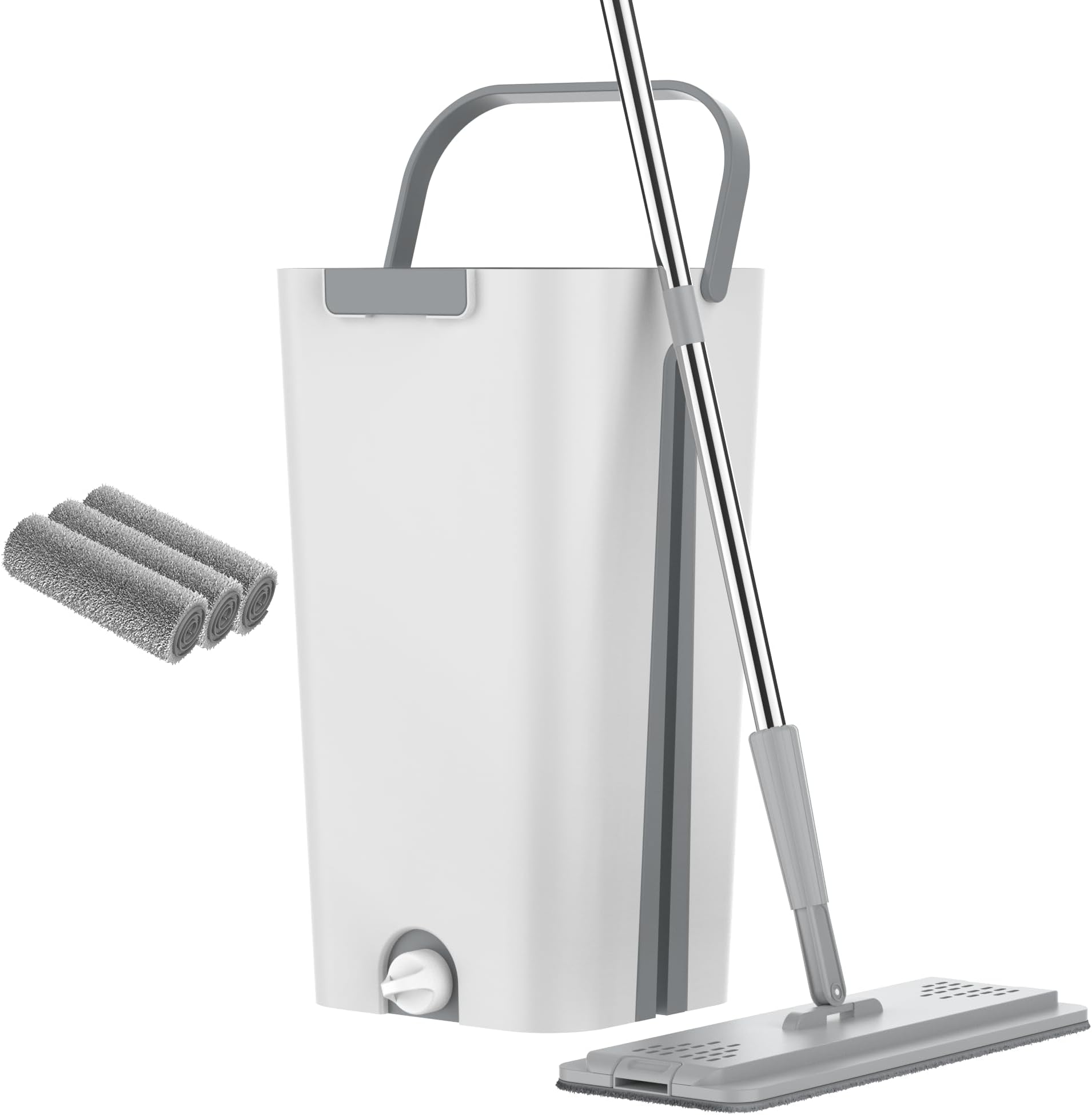 Amazon.com: Mop and Bucket with Wringer Set, Hands Free Flat Floor Mop ...
