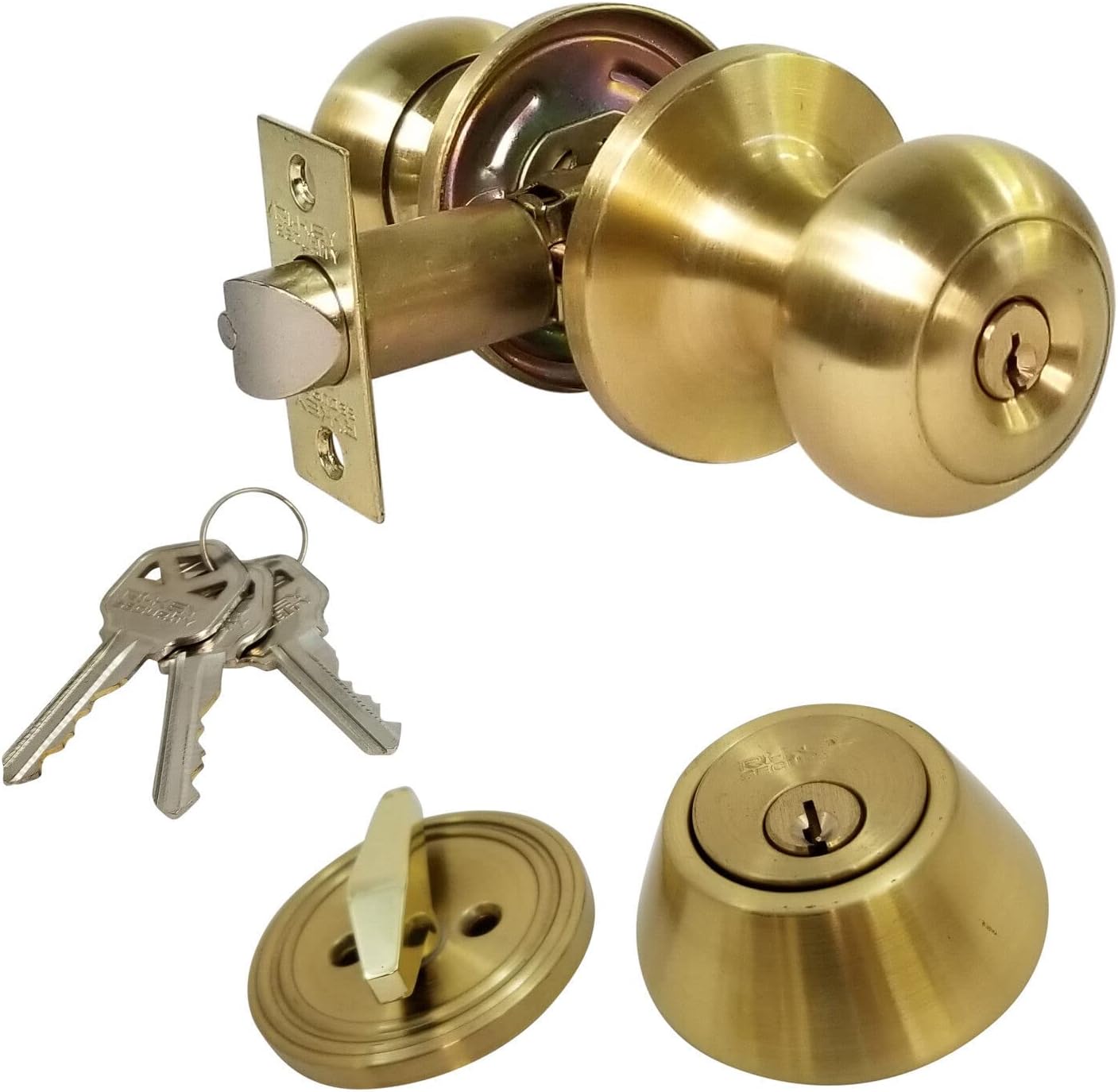 DoorKnob and Deadbolt Set with 6 Keys for Entry Front Door Bedroom ...