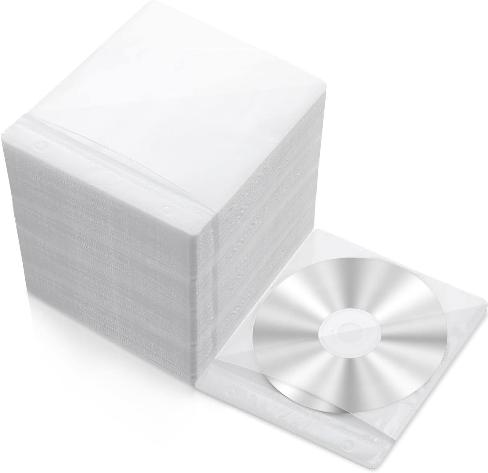Amazon.com: Fasmov 1,000 Pieces White Paper CD DVD Sleeves Envelope ...