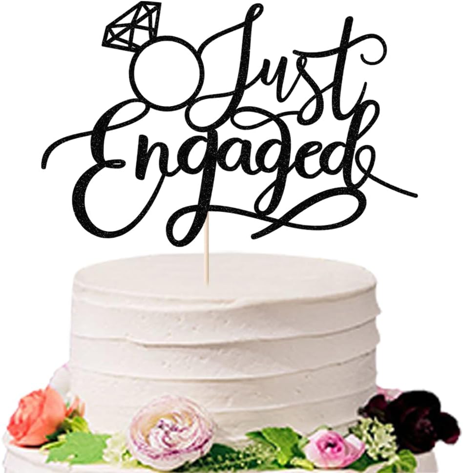 Amazon.com: Sodasos Just Engaged Cake Topper for Engagement Party ...