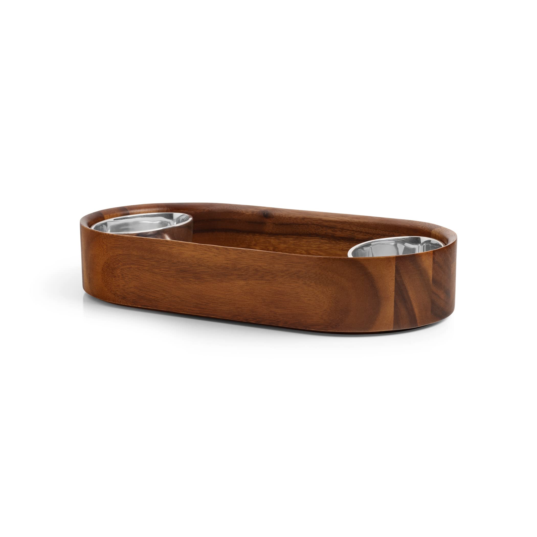 Snapklik.com : Nambe Oblong Nest Chip And Dip Serving Bowl Wooden ...