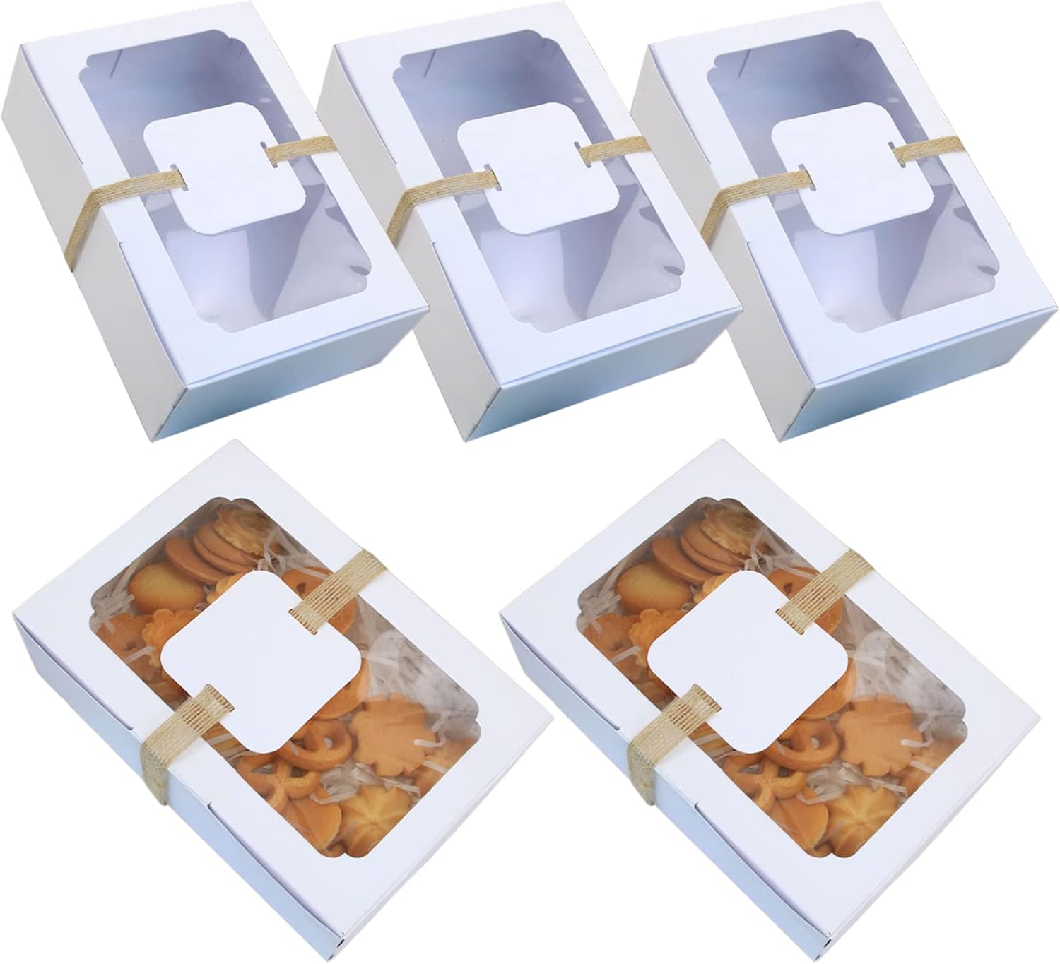 Allbusky 12PCS Paper Bakery Boxes with Window, Cake Boxes, Paper Candy ...