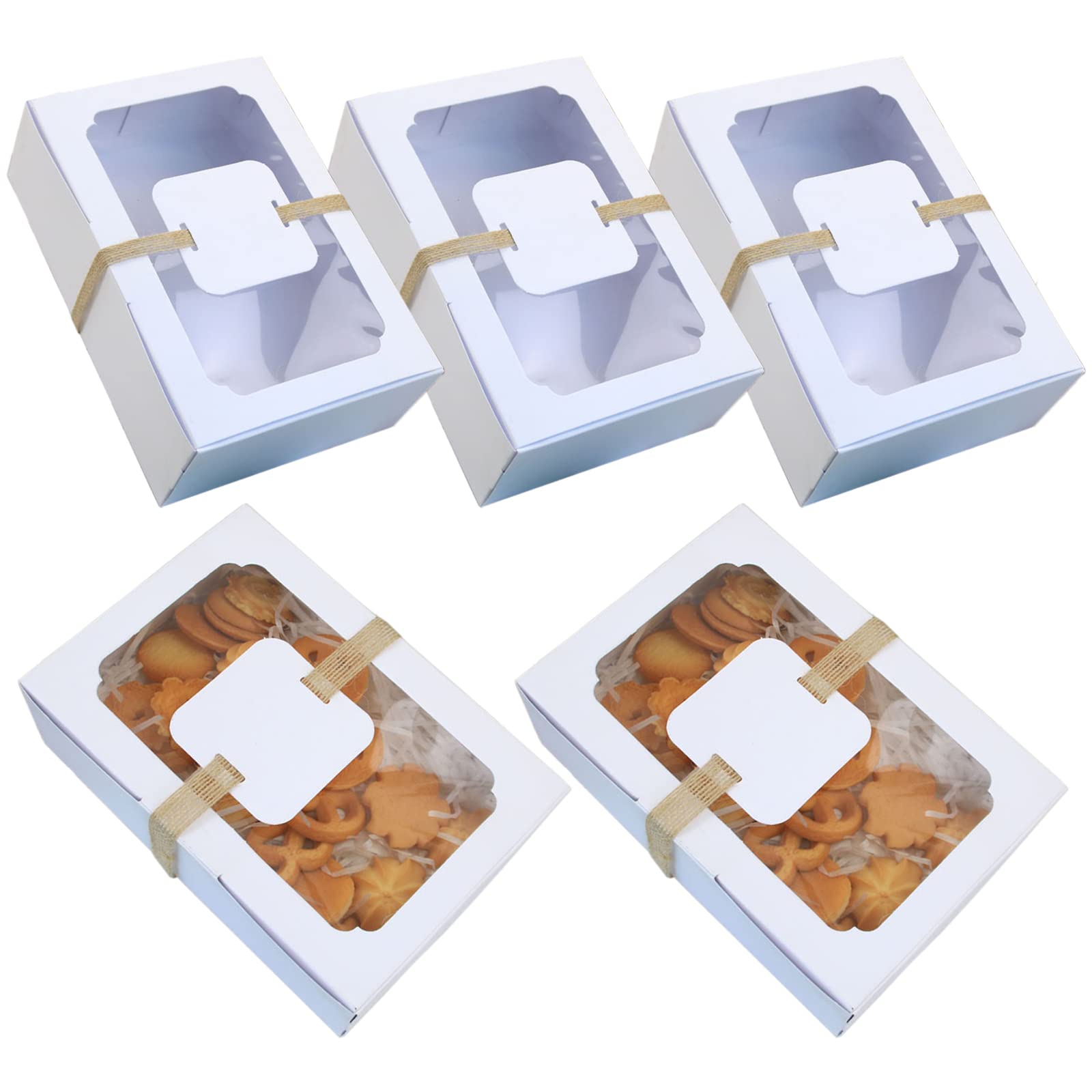 Allbusky 12PCS Paper Bakery Boxes with Window, Cake Boxes, Paper Candy ...