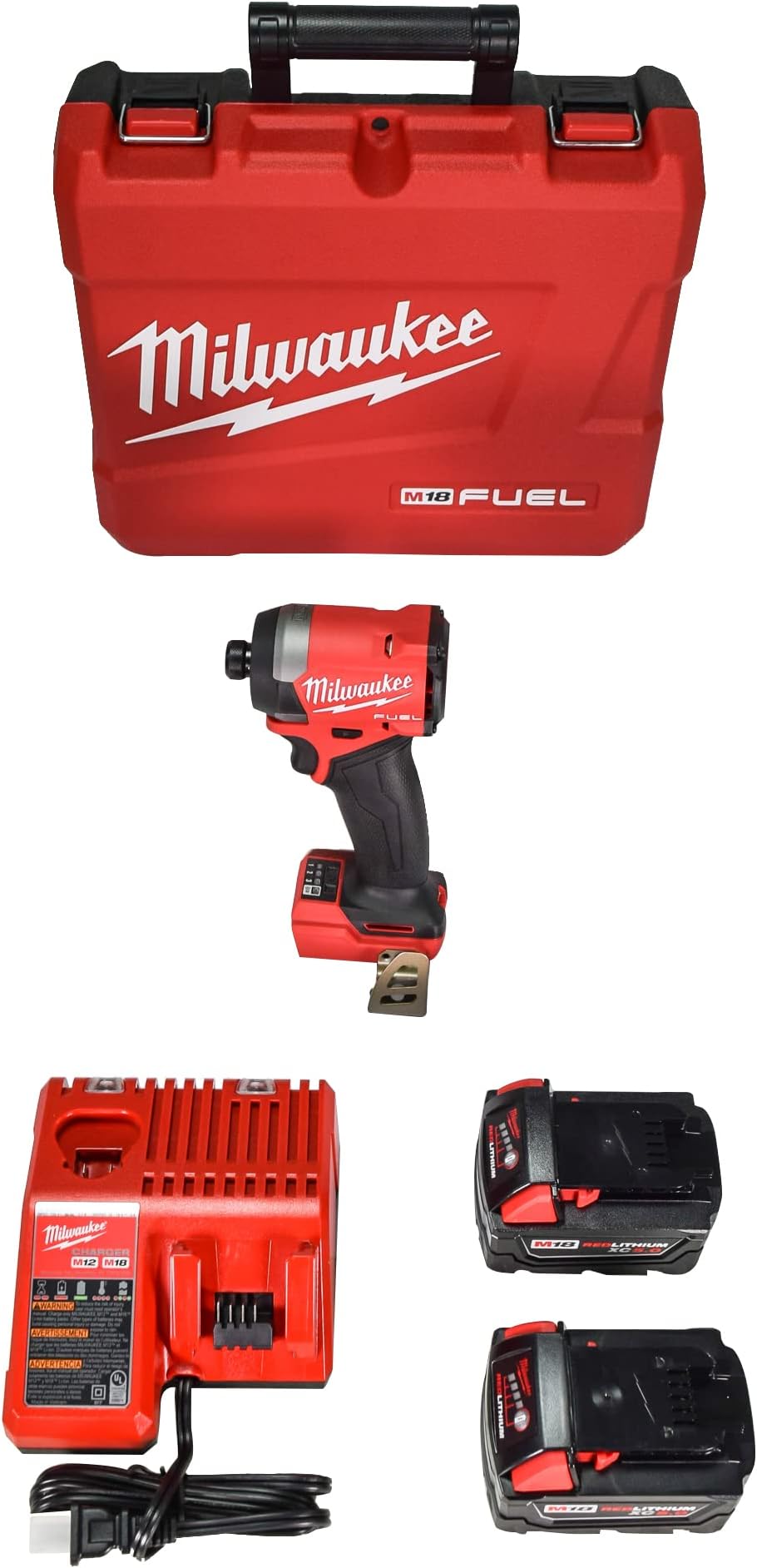 Milwaukee 2904-22 - Kit de taladro/desarmador de martillo de 12 V, 1/2 ...