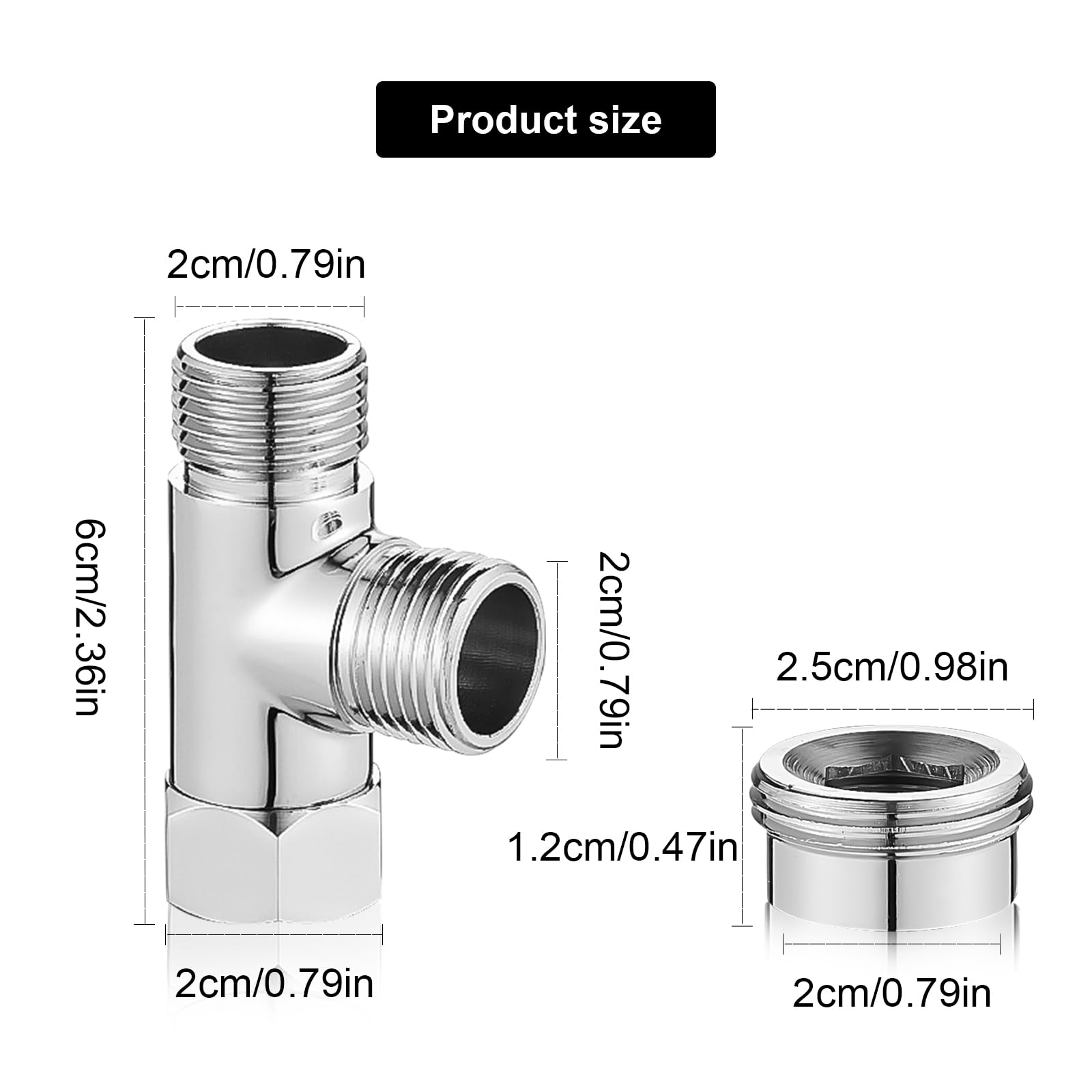3 Way T Shape Adapter, Shower Diverter Valve G1/2″ Shower Hose ...
