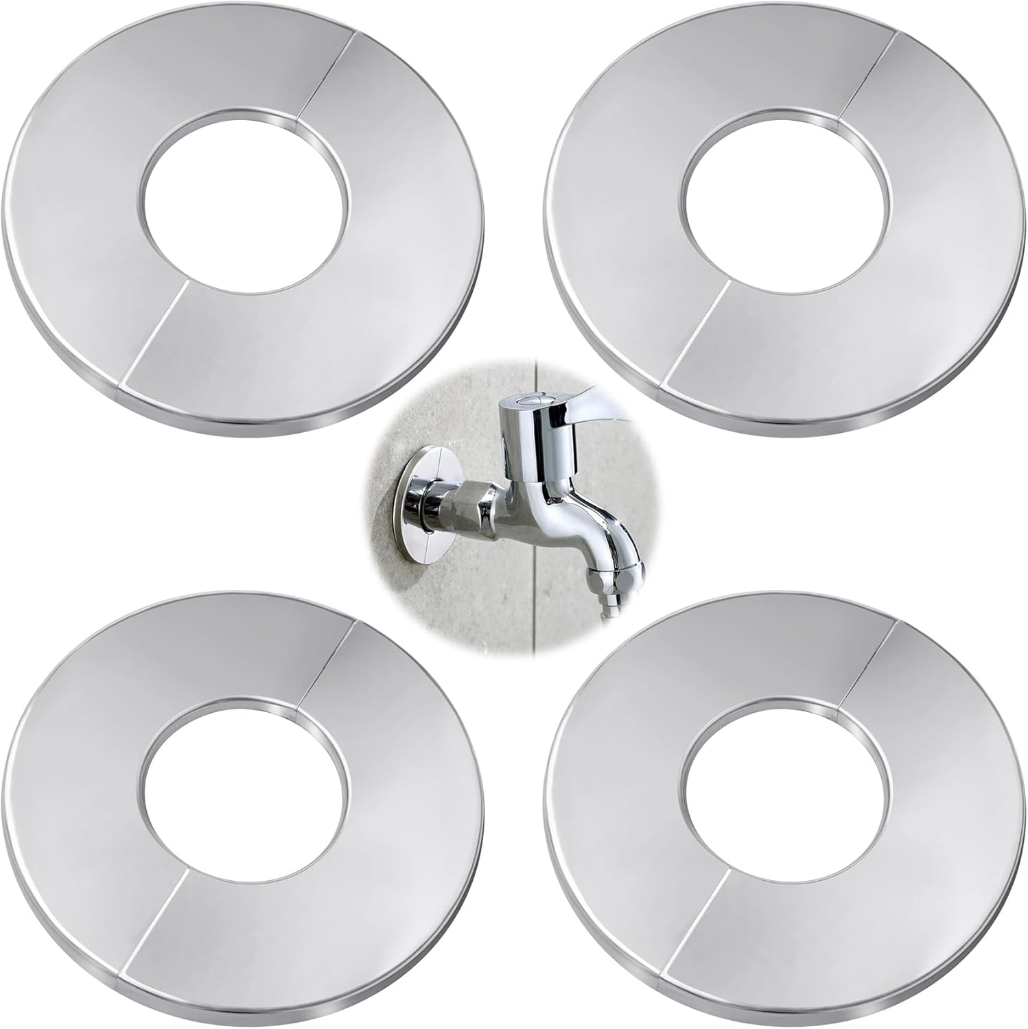 HINZIC 4PCS Stainless Steel Wall Split Flanges Silver Round Escutcheon ...