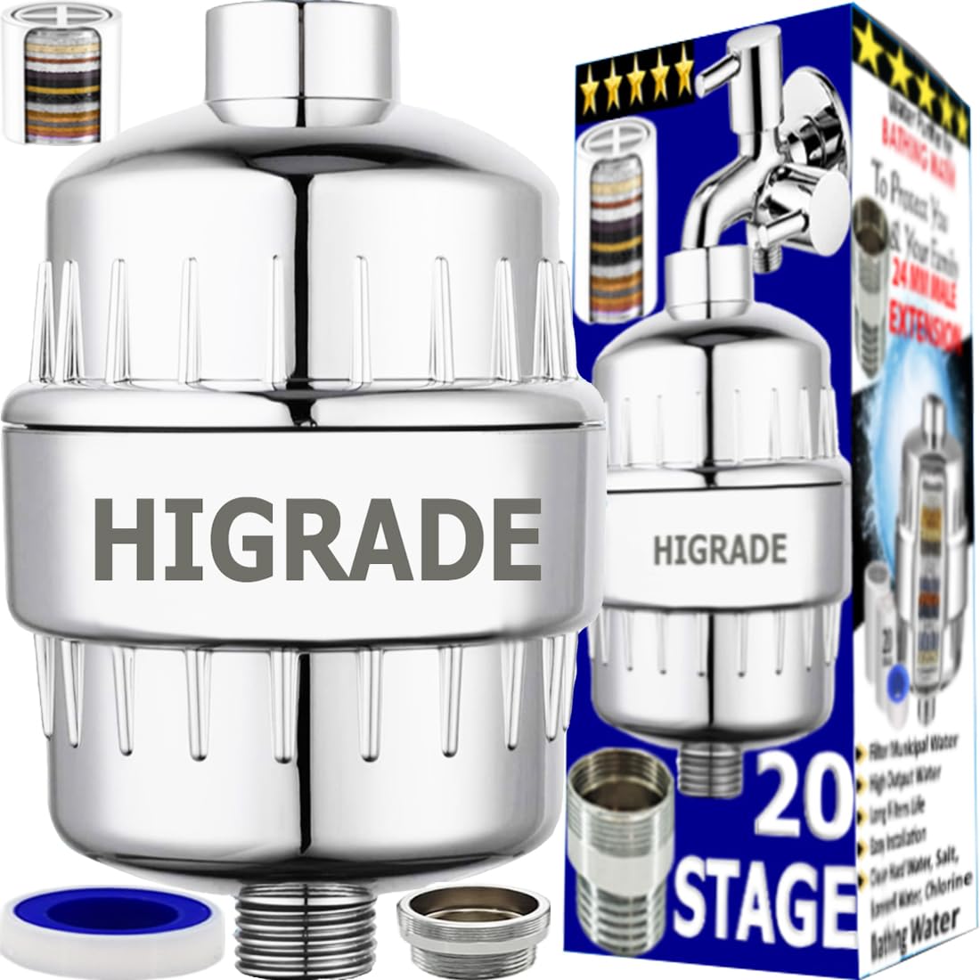 Snapklik.com : Hard Water Softener Shower Head Filter HIGRADE High ...