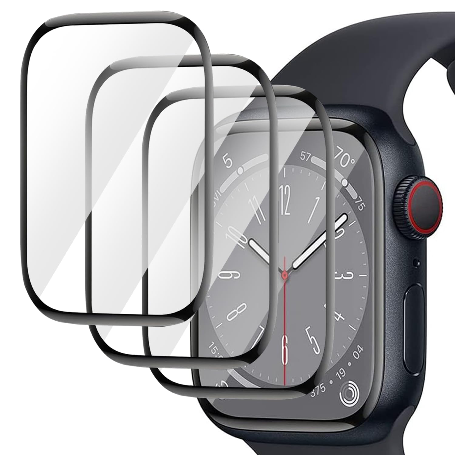 USDILU 4 Pack Mica para Apple Watch Series 9 8 7 45mm, Soft Film Screen ...