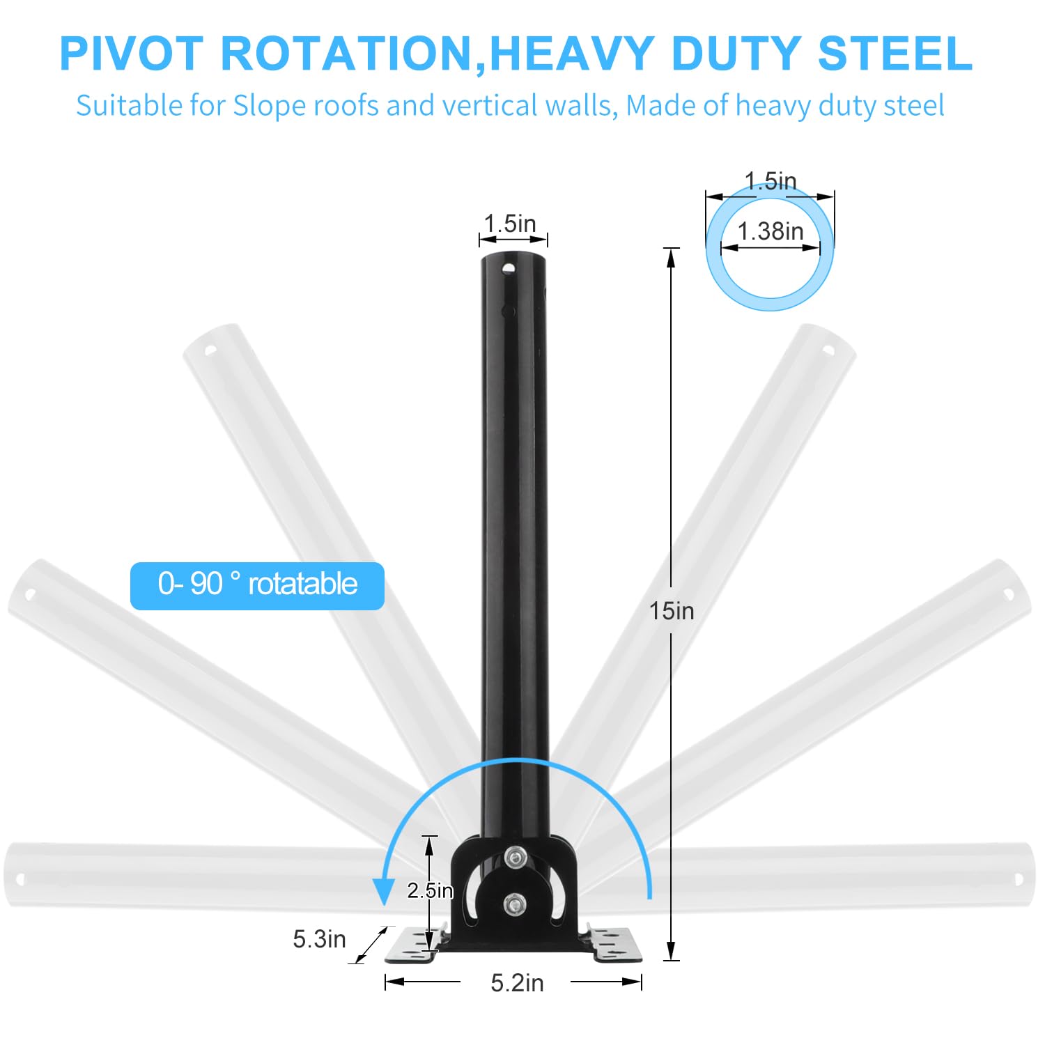 Snapklik.com : 15" Antenna Pipe Mount For Starlink Pivot Mount,Starlink ...