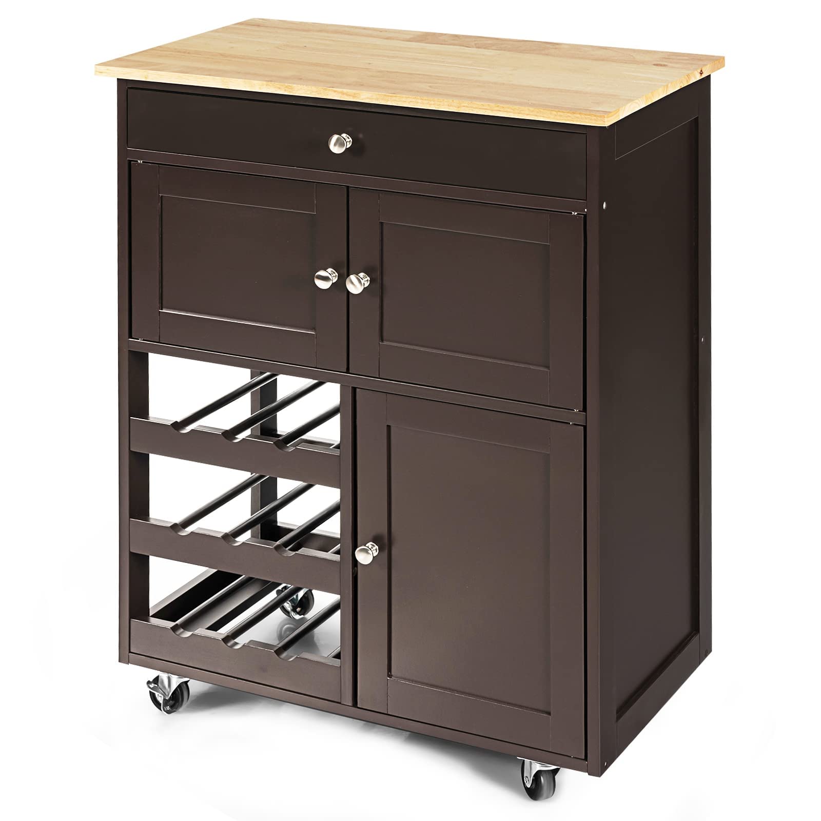 TANGZON Kitchen Storage Trolley on Wheels, Rolling Kitchen Island with ...