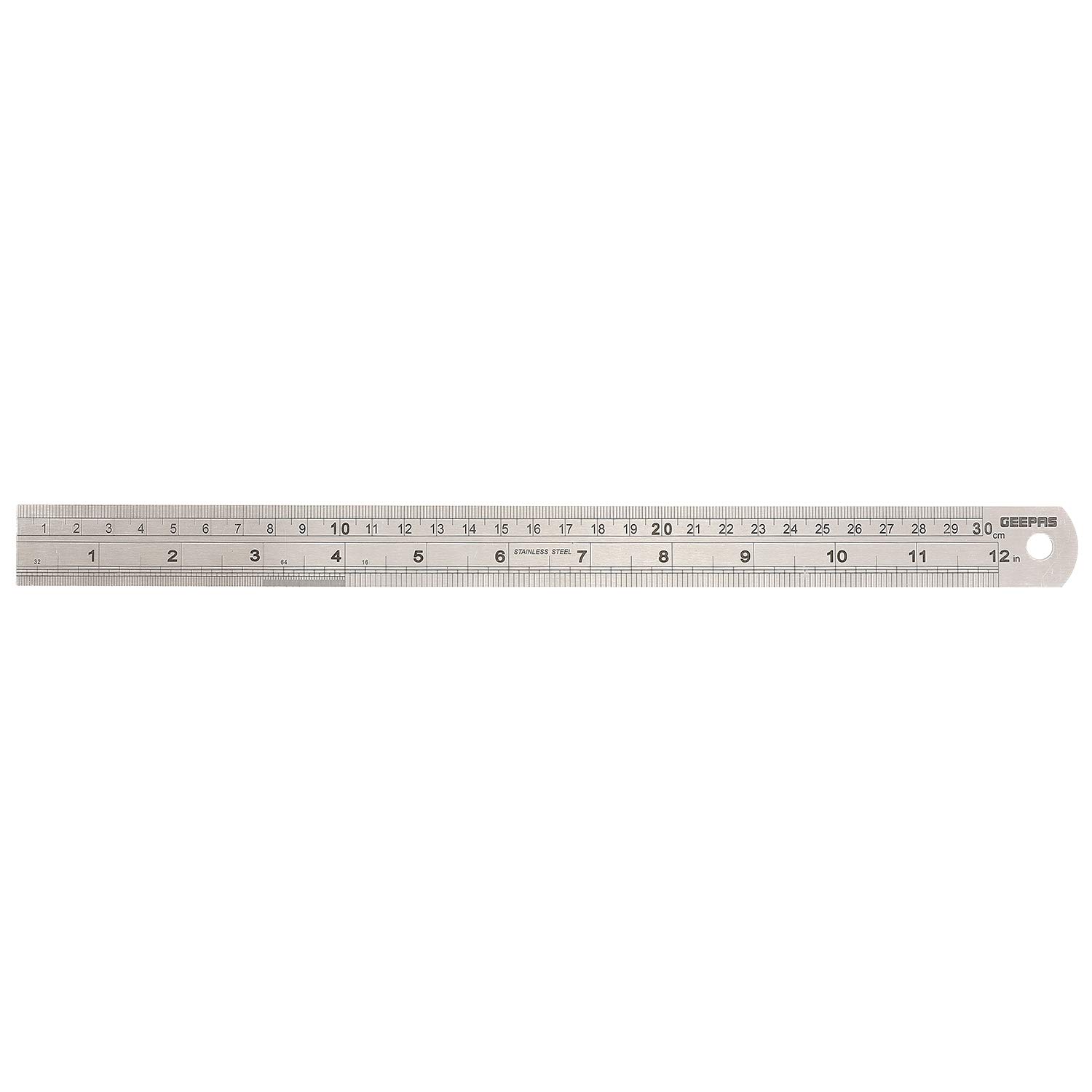 Buy Geepas Stainless Steel Ruler - 30cm (12inch) Precision Metal Ruler ...