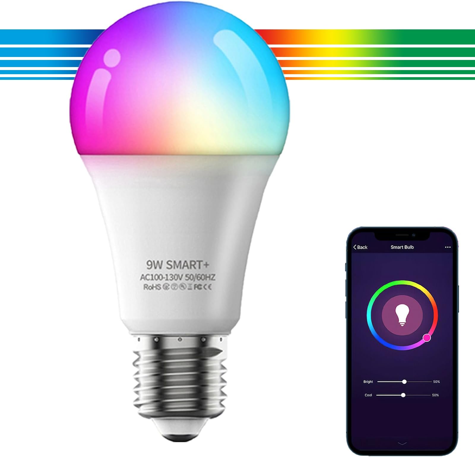 EASYTAO Focos Inteligentes Alexa Wi-Fi, Foco Led E27 9W RGB 2.4Ghz ...