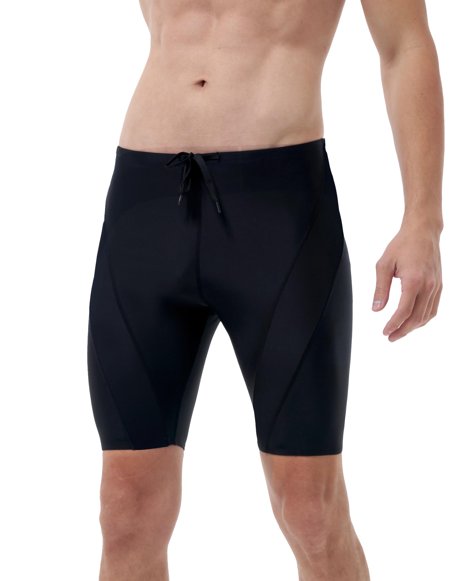 Snapklik.com : Swim Jammers For Men UPF 50+ Black Solid Swimming ...