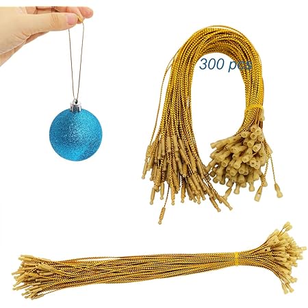Amazon.com: 300PCS Christmas Ornaments Hanger Strings Gold Snap Locking ...