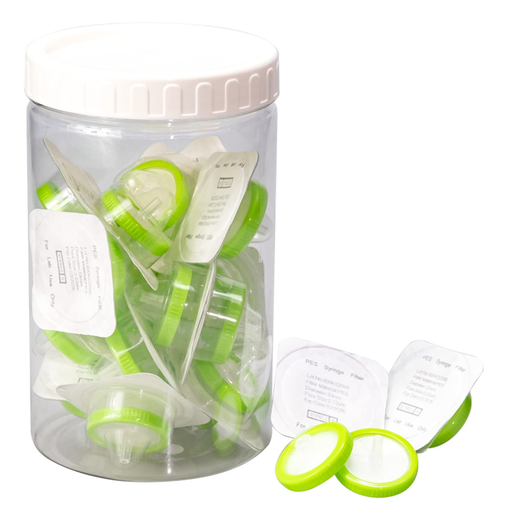 Sterile Syringe Filter PES Hydrophilic Filtration 0.22 um Pore Size, 33 ...