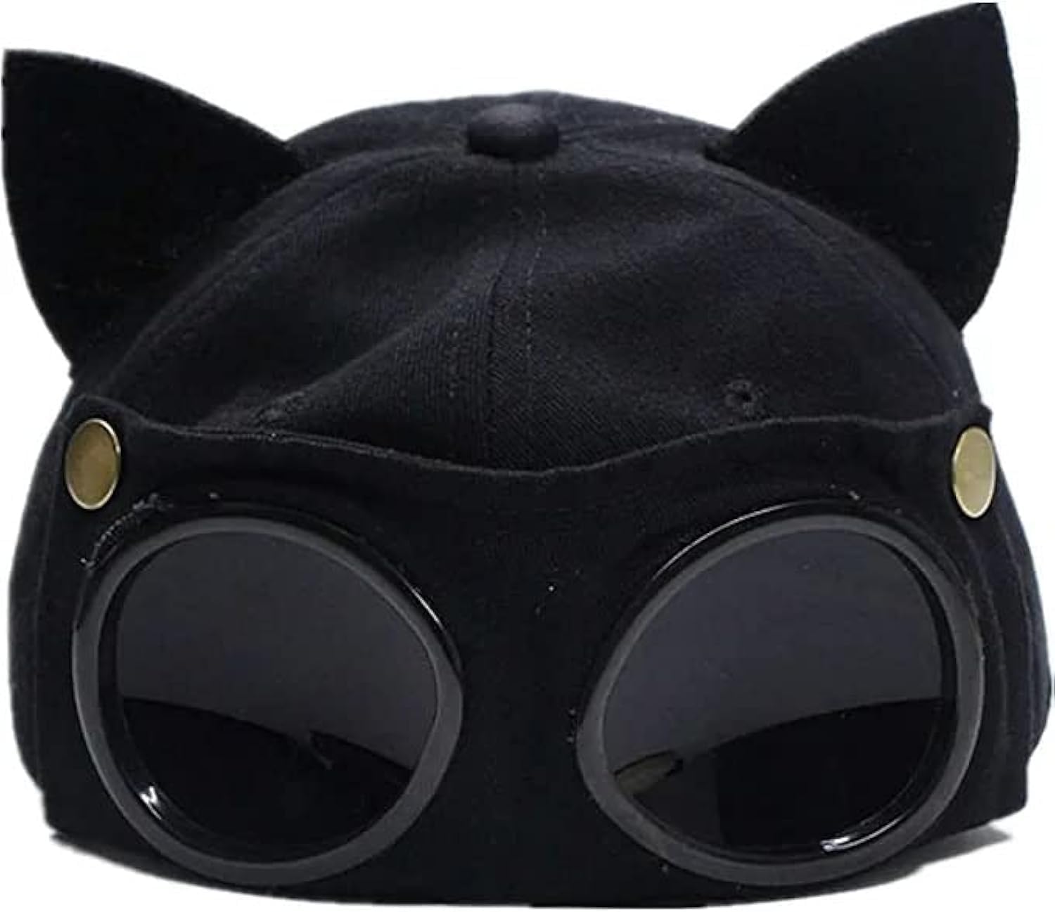Retro Aviator Hat with Cat Ears Glasses Peaked Cap Sunglasses Baseball ...
