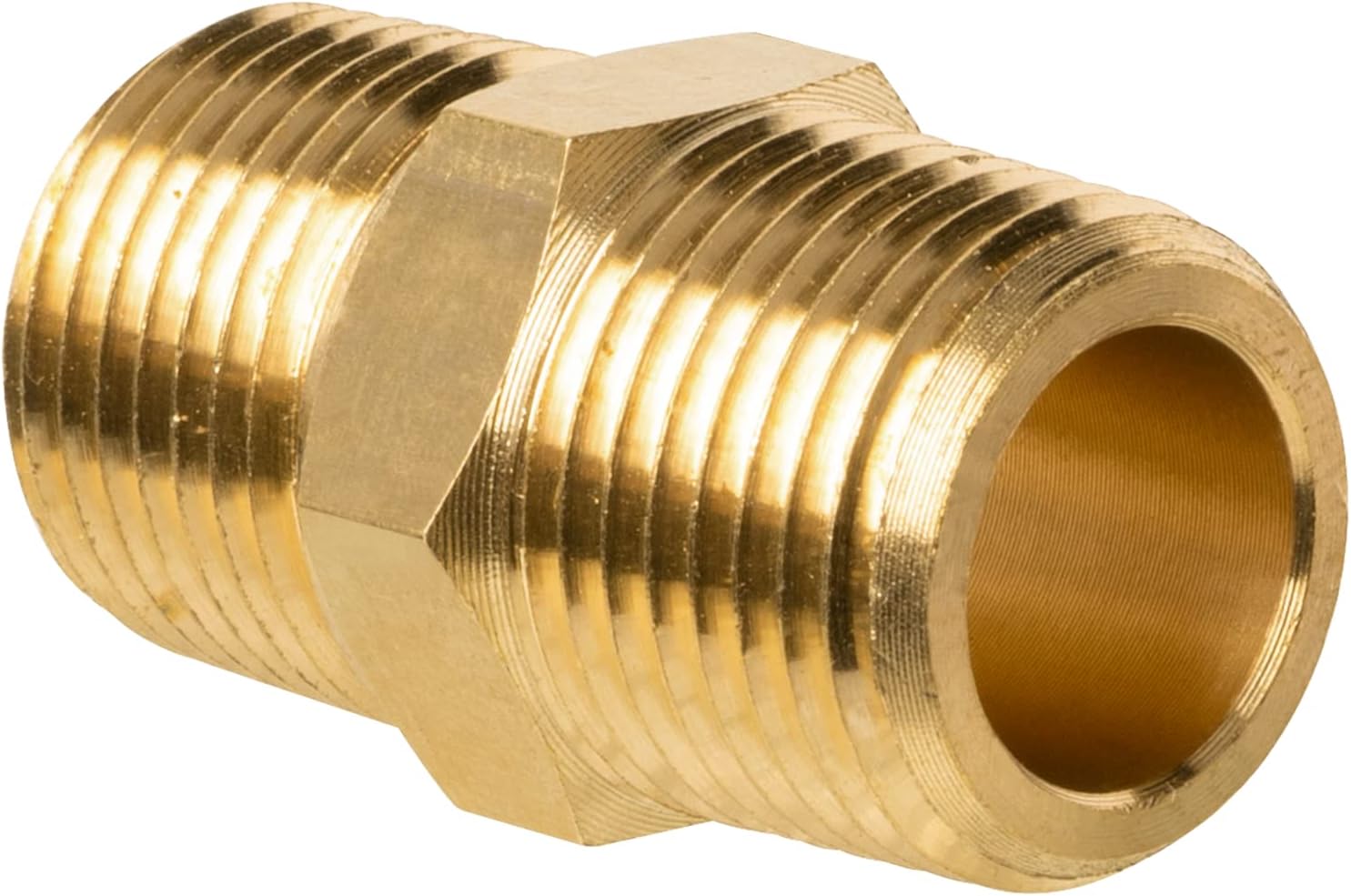 GUOFIS Brass Pipe Fitting,1"x1" NPT Male Hex Nipple Adapter,1 Inch NPT ...