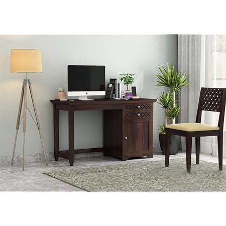 WoodPro Sheesham Wood Writing 2 Storage Drawer and 1 Cabinet Study Desk ...