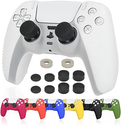 Amazon.co.jp: Ltenic ps5コントローラーカバー シリコン素材 ps5 カバー コントローラー 傷防止 滑り止め 保護ケース-ホワイト(スティックキャップ 8個付) : ゲーム