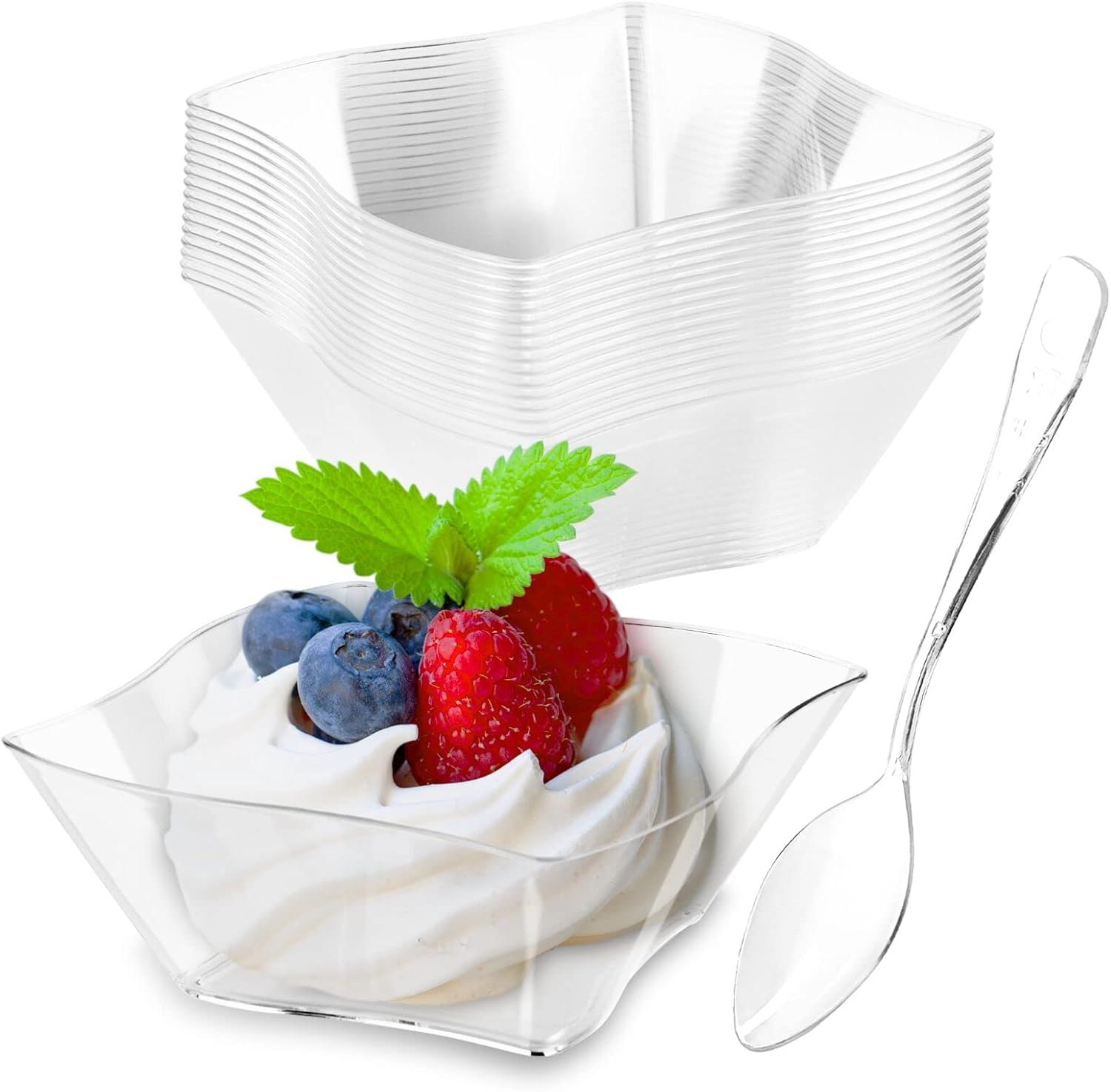 Amazon.com | 50 Pack 5 oz Mini Dessert Cups with Spoons - Appetizer ...