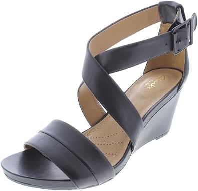 Amazon.com | Clarks Womens Acina Newport Leather Open Toe Wedge Sandals ...
