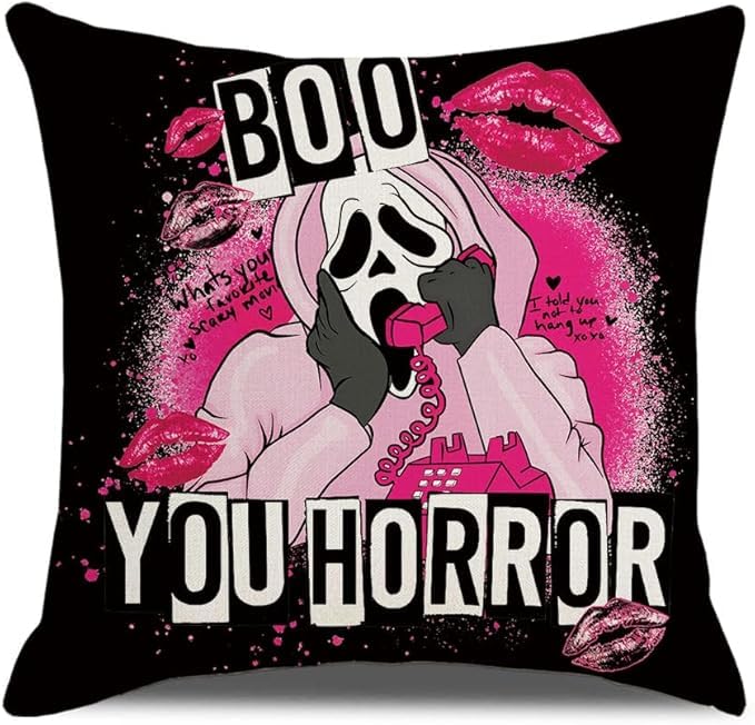 Amazon.com: Funny Horror Ghost Design Halloween Pillow Cover 18 x 18 ...