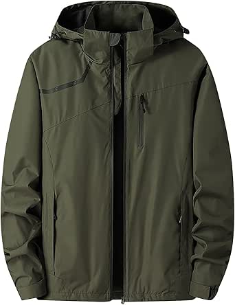 Mens Winter Jackets with Hood Casual Lightweight Raincoat Waterproof ...