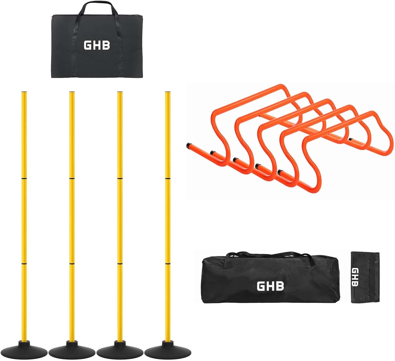 Amazon.com : GHB 7" Agility Hurdles 5 Pack and Pack of 4 Agility Poles ...