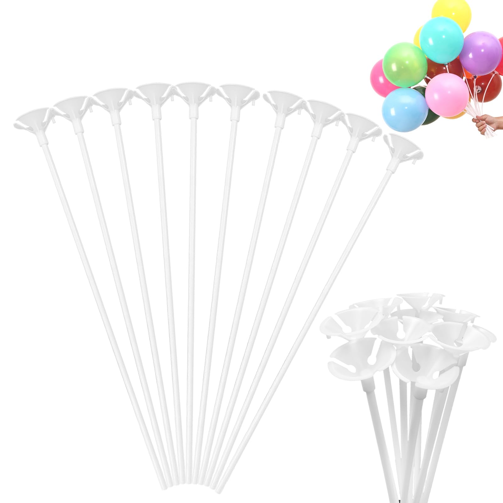 100 Pcs Balloon Sticks, 32cm Reusable White Balloon Stick, Plastic ...