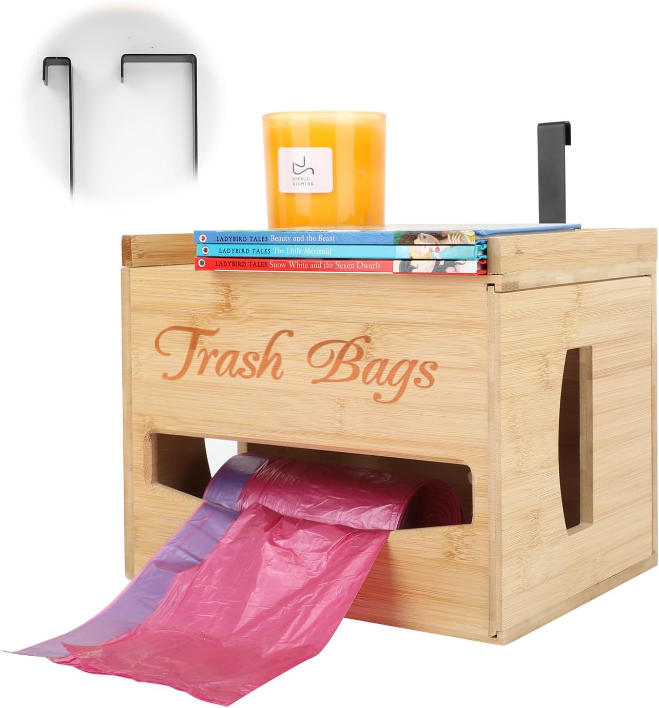 Amazon.com: Hubesly Extra Large Trash Bag Holder Dispenser, Bamboo ...