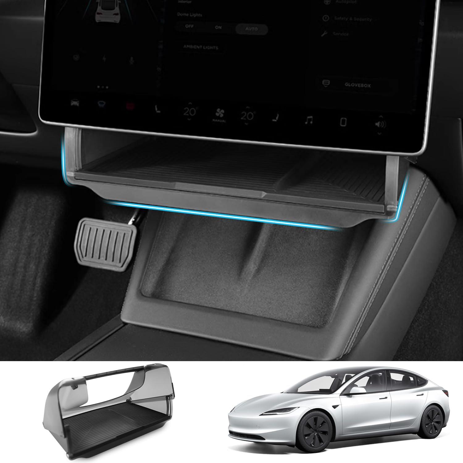 Amazon.com: Arcoche Under Screen Storage for Tesla Model 3 2025 2024 ...