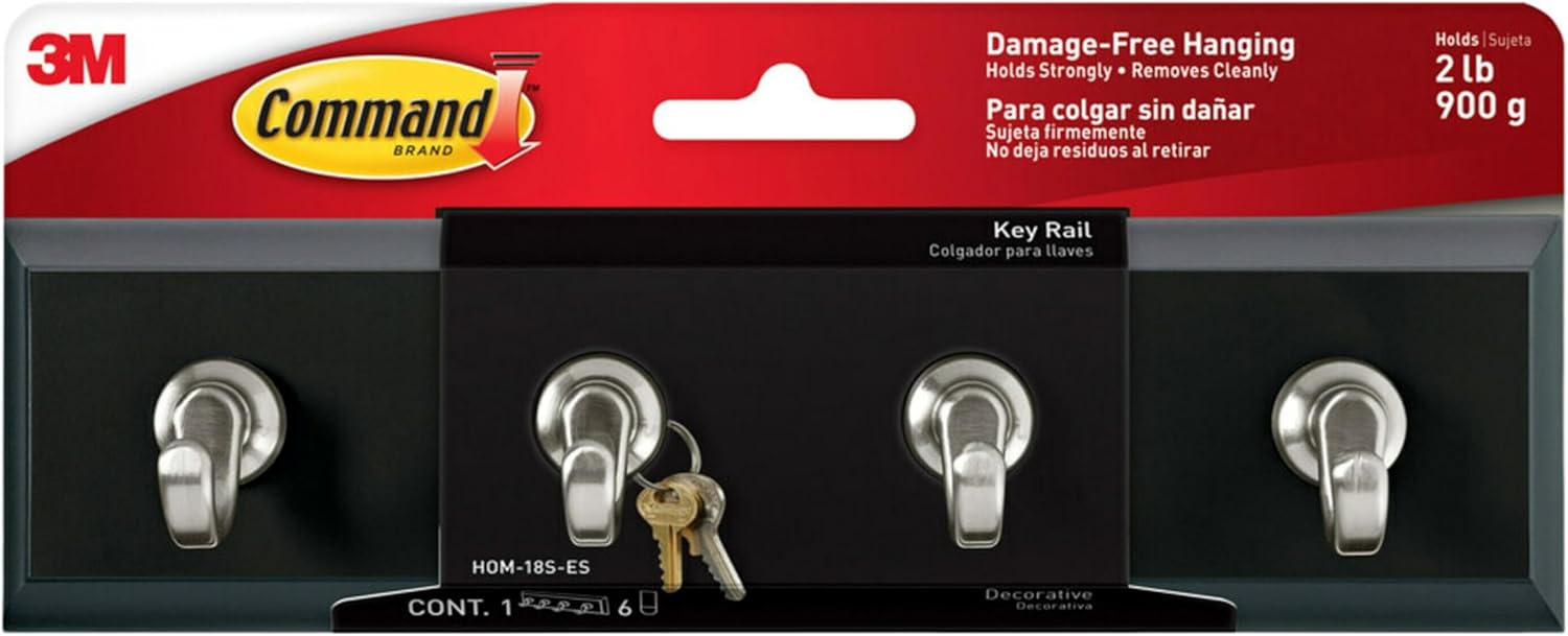 Amazon.com: Command Key Rail, Holds up to 2 lb, 8-inch Rail with 4 Key ...