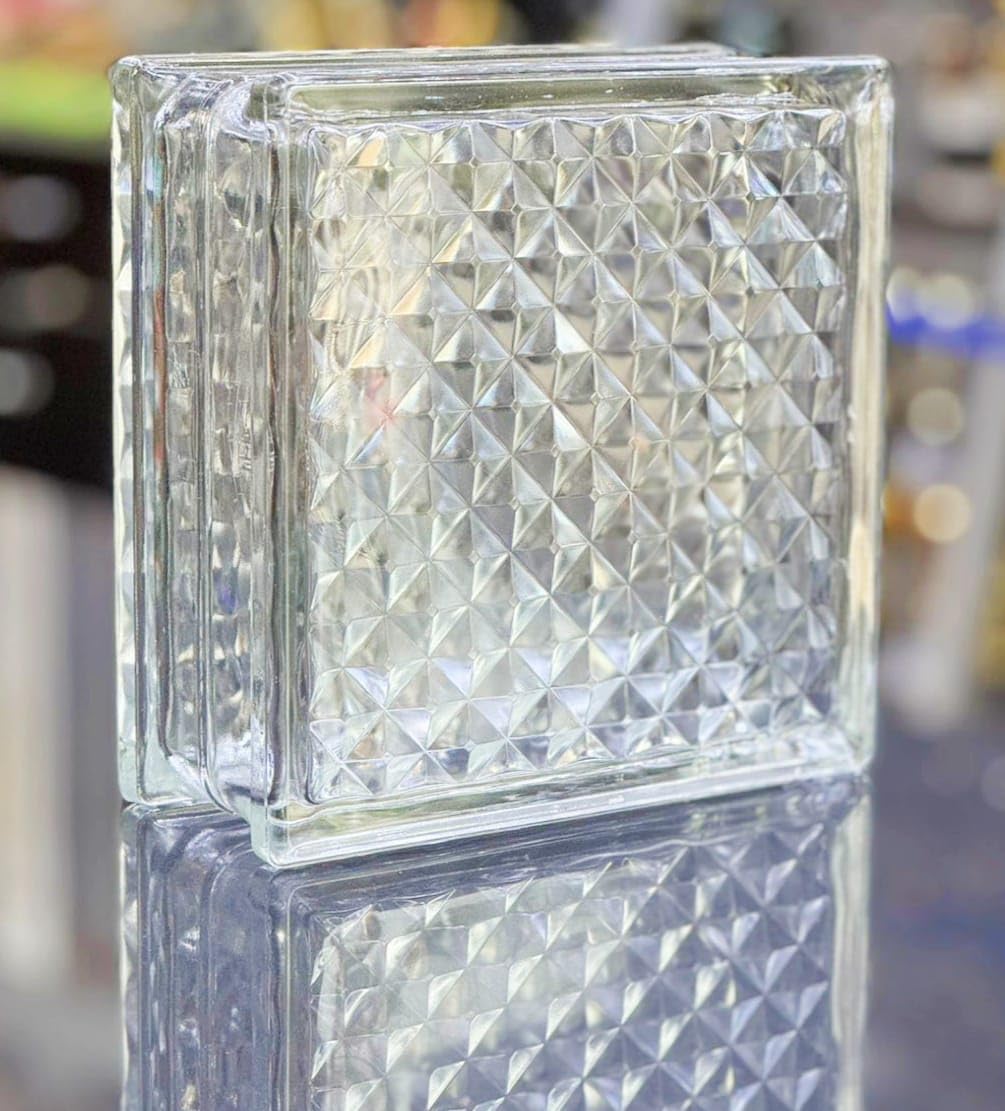 Decorative Glass Block, Clear, Diamond Pattern Texture, Square Shape ...